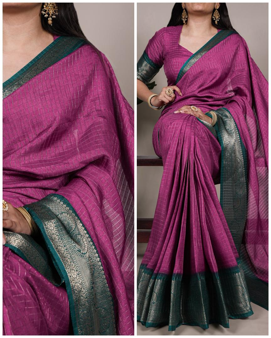 Mysore Dola Silk Chex Saree 7906 – jaanusarees